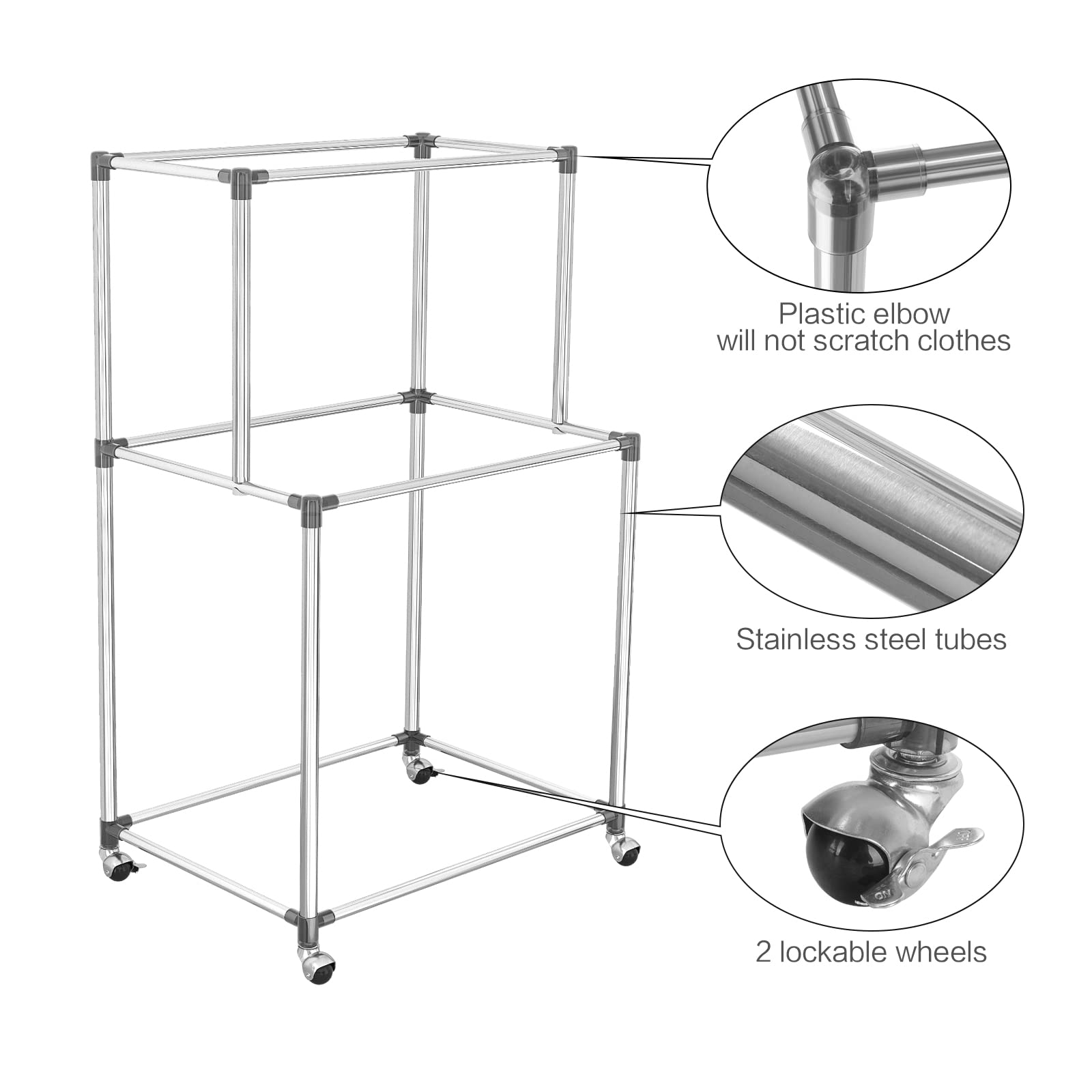 TENNTOU Heavy Duty Laundry Sorter, 4 Sections Laundry Hamper with Lockable Wheels, Rolling Laundry Basket Organizer with Large Capacity and 4 Removable Bags, in Laundry Room, Bathroom, Closet