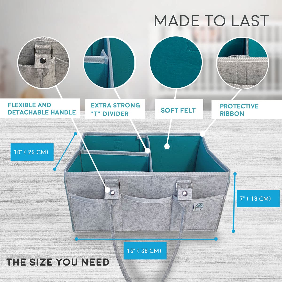 Mauna Baby Diaper Caddy Organizer: Portable Holder Bag for Changing Table and Car, Nursery Essentials Storage Bins