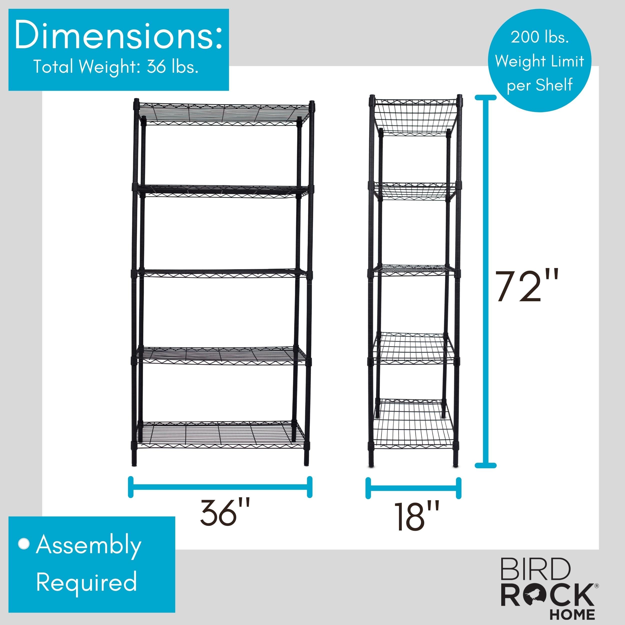 Internet's Best 5-Tier Wire Shelving - Flat Black - Heavy Duty Shelf - Wide Adjustable Rack Unit - Kitchen Storage