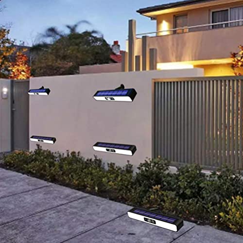 Aolyty Solar Lights Outdoor, 3 Work Modes Solar Strobe Lights Waterproof Wall Light Solar Warning Lights Bright White Light/Red & Blue Light Flashing 2 Pack for Garden Patio Yard Front Door Home