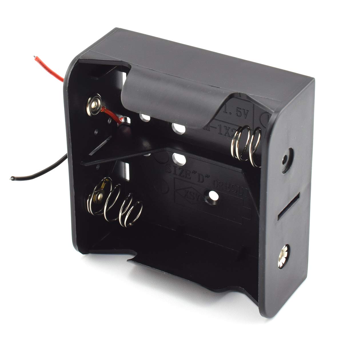 SDTC Tech 2-Pack 2 Slot D Cell Battery Holder 3V D Size Battery Case Box with Wire Leads