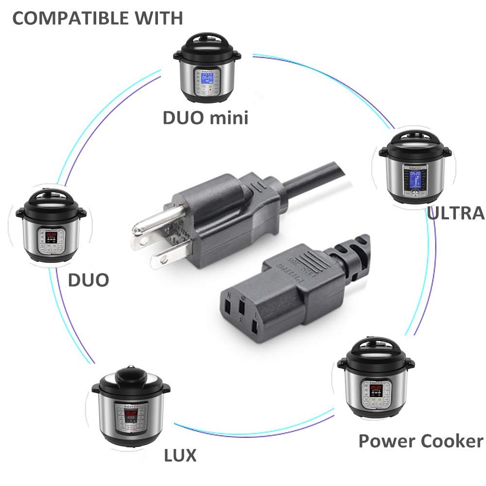 5 Ft Power Cord for Instant Pot DUO Mini,DUO Plus Mini,DUO PLUS MINI,DUO60,DUO Plus60,DUO50,Smart 60 Bluetooth,Ultra 6 60 and Others Pressure Cooker Power Cord for NEMA 5-15P to IEC320C13 Cable
