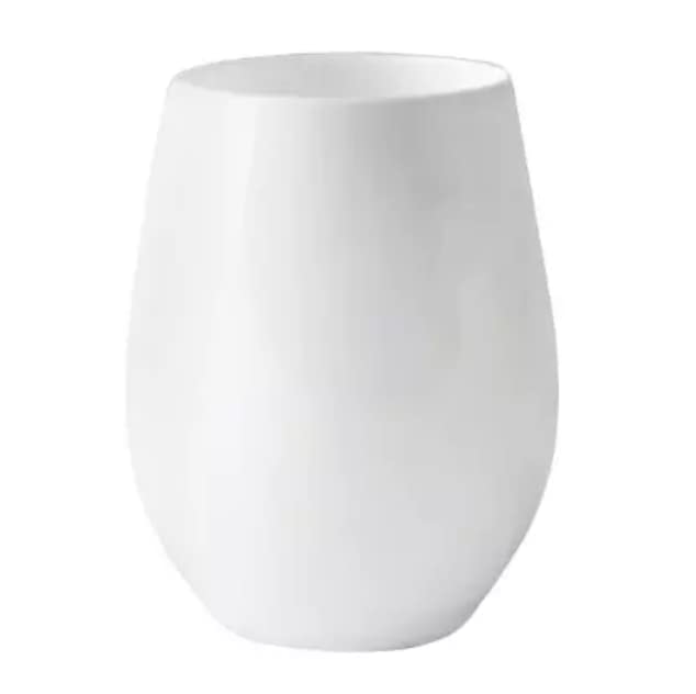 6 Pack White Plastic Wine Glasses Stemless Disposable 12 oz BPA Free Shatterproof Plastic Wine Cups Wine Glasses