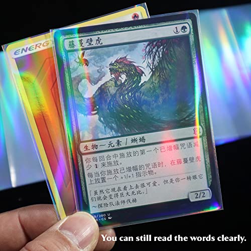 Black Lotus 100CT Double Side Foil Gemstone Rainbow Laser Flashing Card Sleeves Trading Cards Shield Magic Card Protector Holographic Flashing Protective Idol Cover (Rainbow 65x90mm)