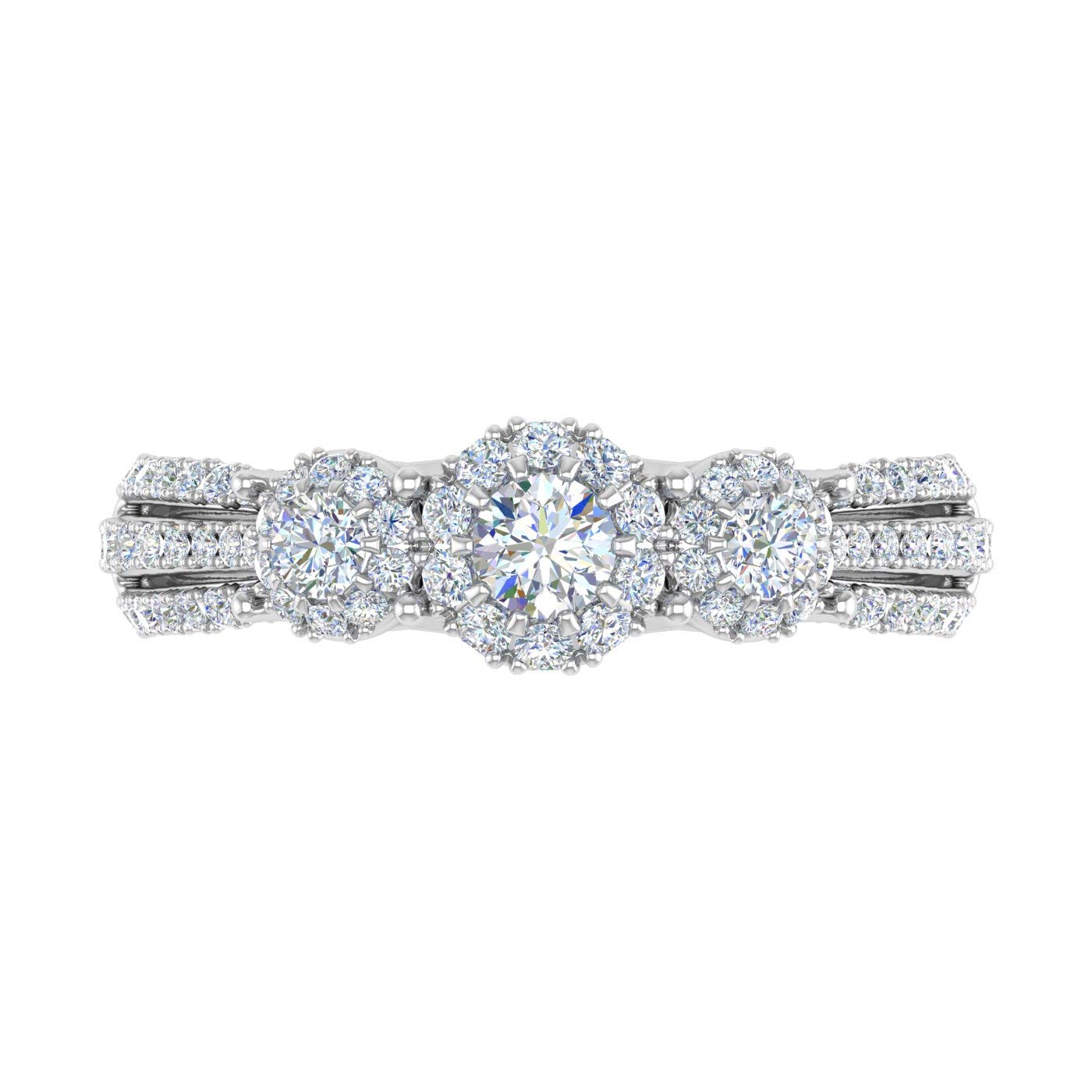 3/4 Carat 3-Stone Diamond Engagement Ring in 10K White Gold (Ring Size 7.75)