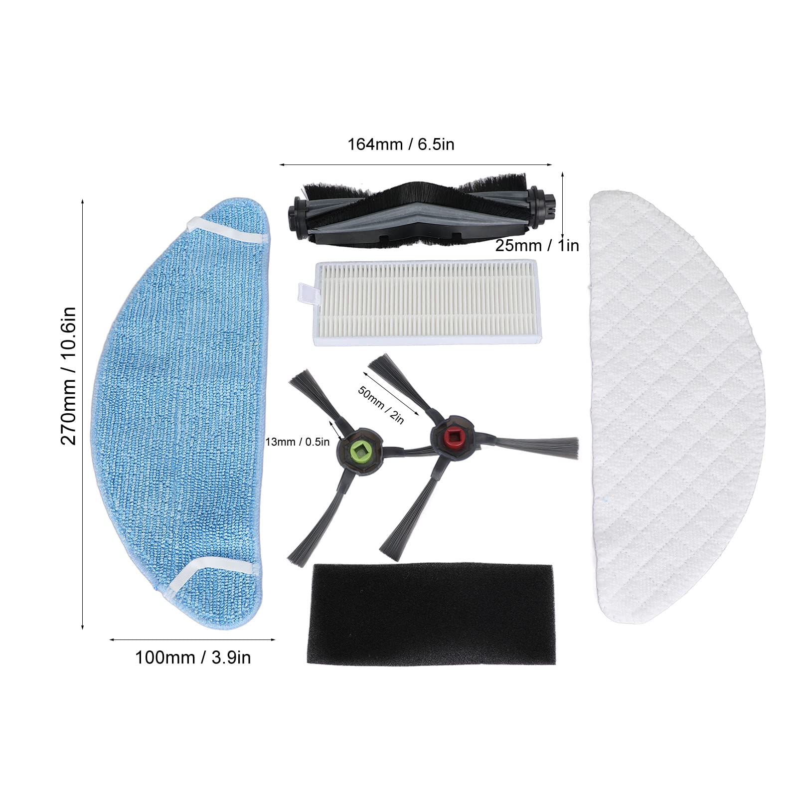 TOPINCN Sweeper Accessories Kit for Yeedi K650 Vacuum Cleaner, Washable Mop Mop Rolling Brush Side Brush Filter Screen Set Vacuum Cleaner Replacement Parts