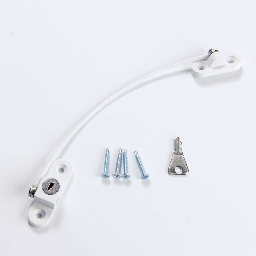 GOSONO Child Safety Locks Window Door Cable Ventilator Kid Lock Baby Security Locking Keyed Opening Restrictor For Baby Protection Prevent Children Falling Window Lock (2PC White)