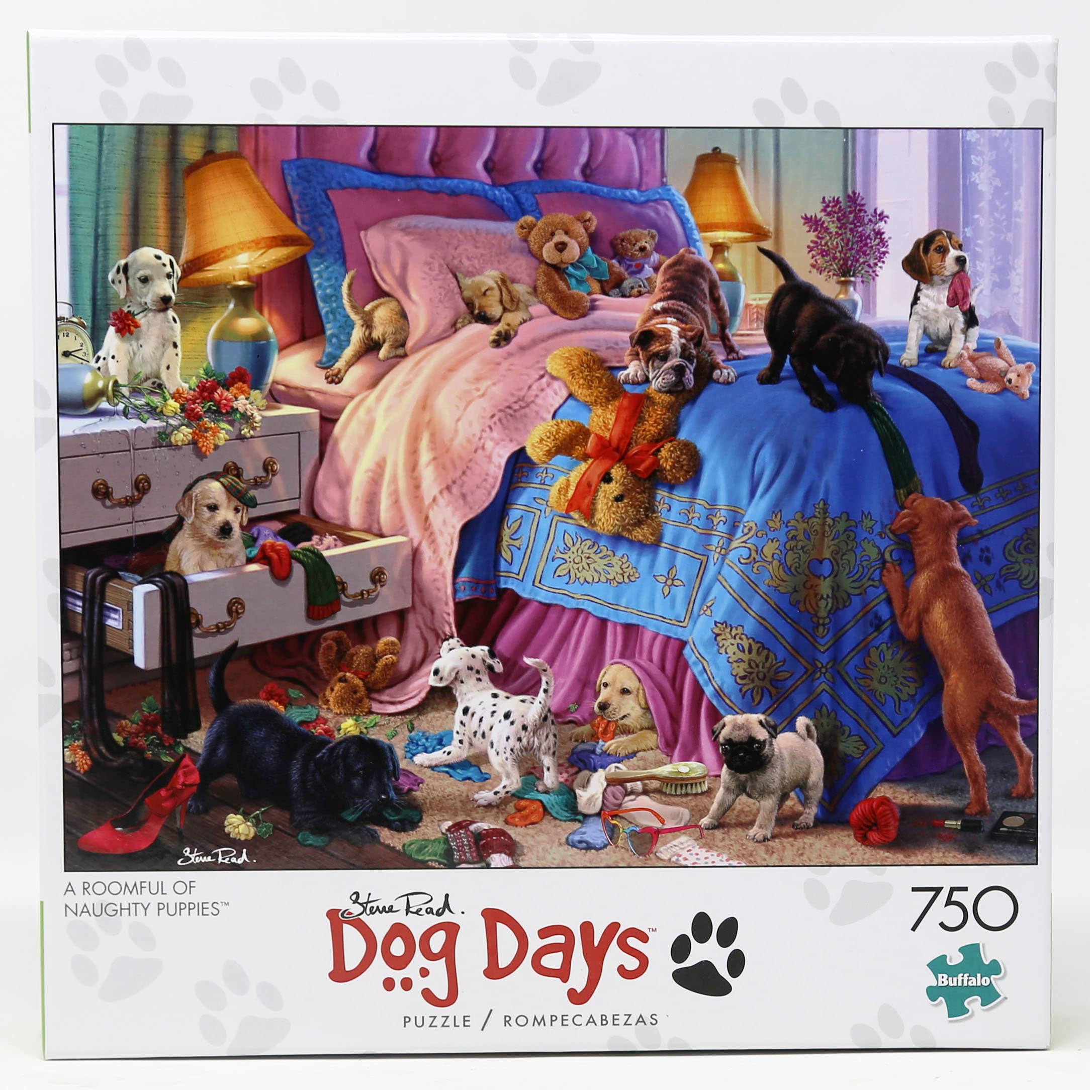 Buffalo Games - Steve Read - A Roomful of Naughty Puppies - 750 Piece Jigsaw Puzzle for Adults Challenging Puzzle Perfect for Game Nights - Finished Puzzle Size is 24.00 x 18.00