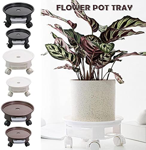 Black Plant Caddy with Water Container Heavy Duty Plant Stand with 4 Wheels Round Flower Pot Mover Plant Saucer Home Garden Planter Dolly Caster with Wheels Rolling Plant Tray