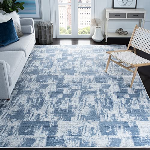 SAFAVIEH Amelia Collection 6' x 9' Navy / Light Grey ALA786N Modern Abstract Distressed Non-Shedding Living Room Bedroom Dining Home Office Area Rug