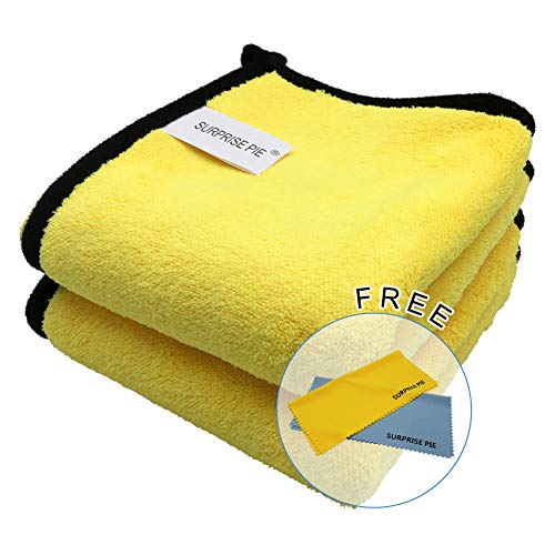 SURPRISE PIE Ultimate Microfiber Cleaning Cloth - Car Drying Towel 16x12 Inches - Scratch-Free, Lint-Free, and Super Absorbent for Drying, Detailing, Polishing, and Buffing - Machine Washable