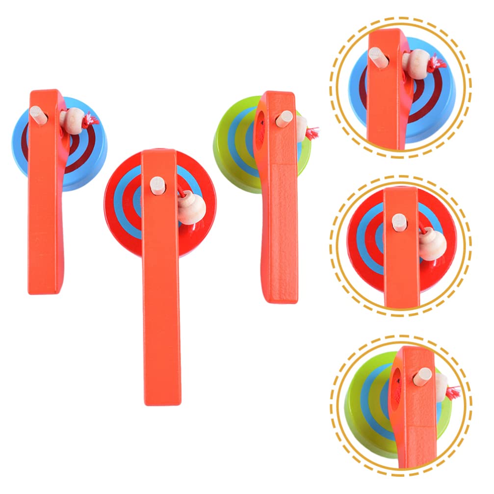 3Pcs Wooden Top Gyroscope Peg, with Pull String and Handle, Wooden Tops , for Family Games, Gyroscope Toy, for Kids Children