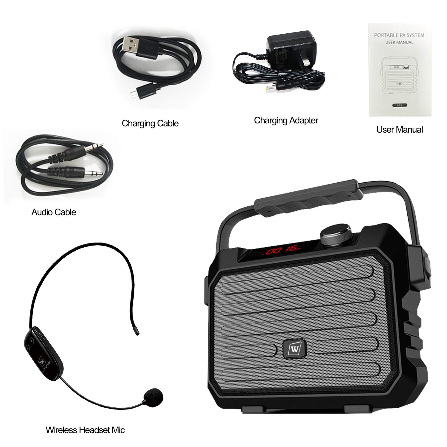 30W Voice Amplifier Wireless Microphone and Speaker Set Portable Handheld Mini Pa System for Teachers, Classroom, Rechargeable Bluetooth 5.0 Pa Speaker Supports Echo, FM, Recording, AUX, TF Card, USB