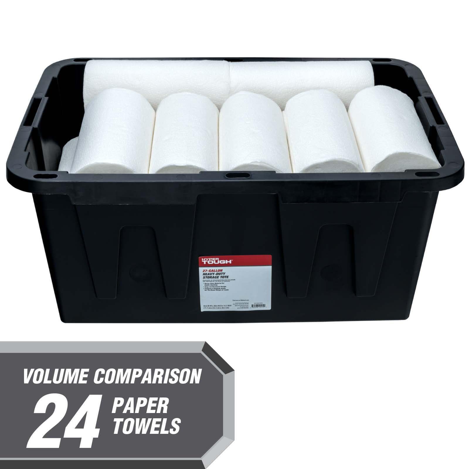 4 Pack- 27 Gallon Large Heavy-Duty Storage Plastic Bin Tote Organizing Container with Durable Lid, Black/Red