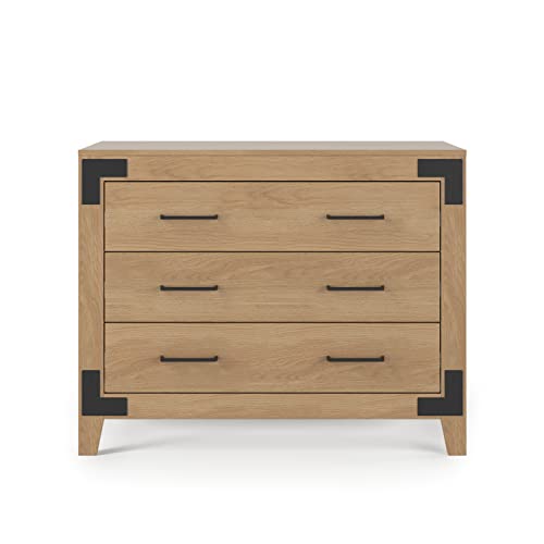 Child Craft Lucas 3 Drawer Wood Dresser, Anti-Tip Kit, Extra-Large Storage for Baby Nursery, Kid’s Room (Nutmeg)
