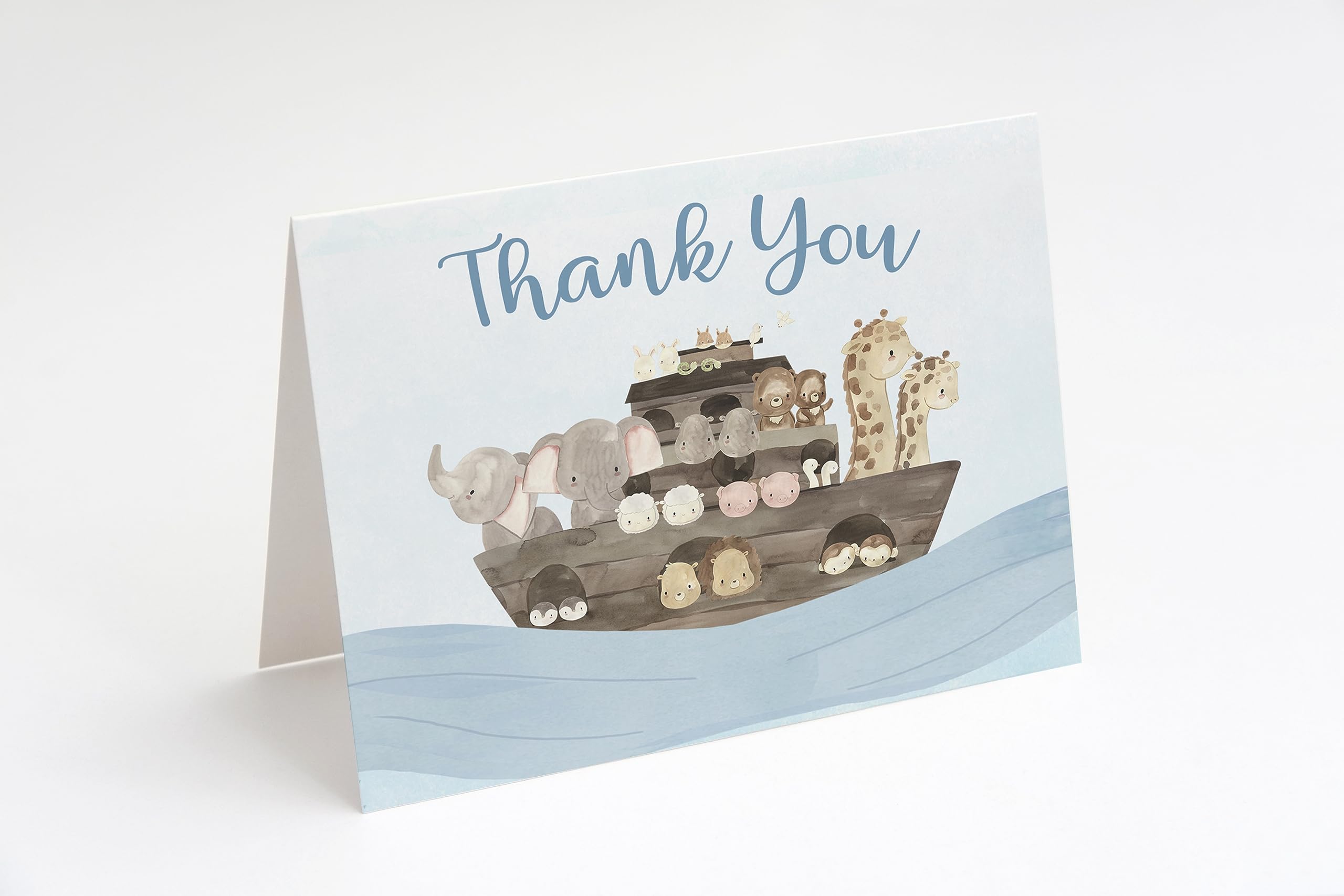 The Invite Lady Baby Shower Thank You Cards Noahs Ark Notecards Notes Blank Inside With Envelopes (24 Count)