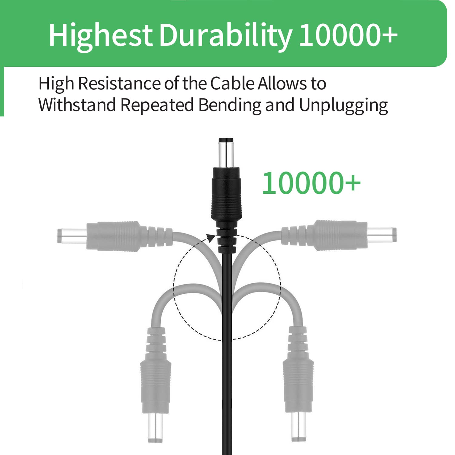 Security-01 2-Pack 1 to 6 Way DC Power Splitter Cable, Plug 5.5mm x 2.1mm for CCTV Cameras LED Light Strip and More