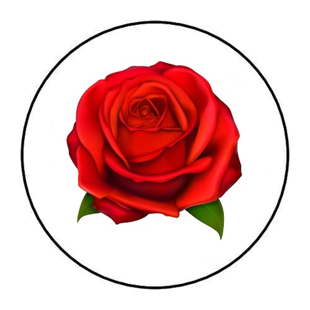 Sticker Seals 48 Big RED Rose Envelope Seals Labels Stickers 1.2" Round