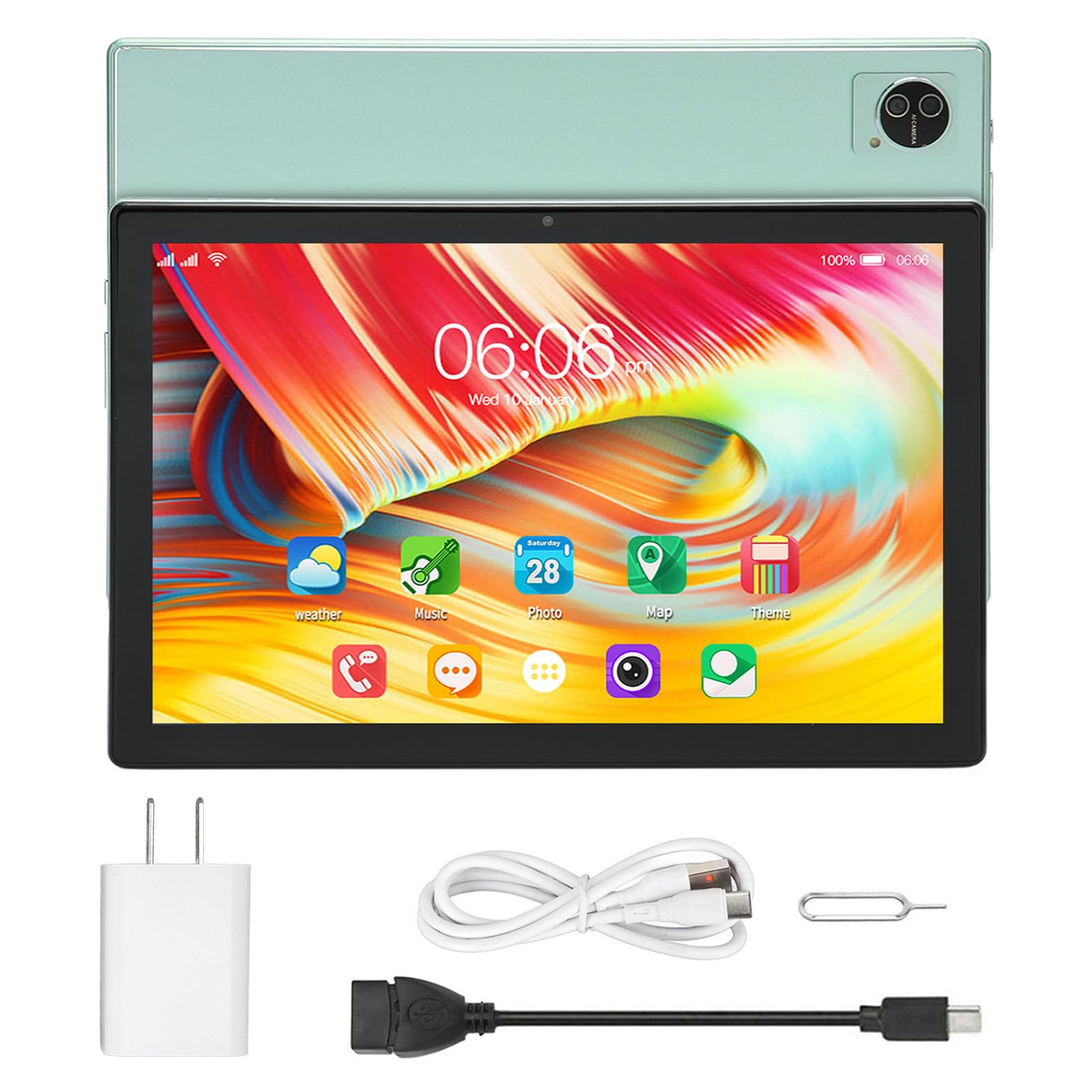 Airshi Business Tablet, 10.1 Inch FHD Gaming Tablet US Plug 100‑240V 8GB RAM 256GB ROM Dual Camera for School (#1)
