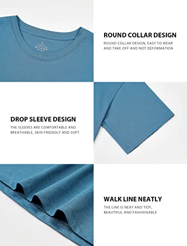 Cosy Pyro 4-Pack Women's Cotton Crop T-Shirts Short Sleeve Solid Cropped Athletic Top Round Neck Casual Workout Yoga Tees Black/White/Gray/Navy M