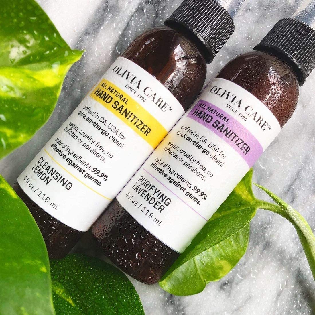 Olivia Care Hand Sanitizer Alcohol Based and Infused with Cleansing Lavender Essential Oils 4 FL OZ