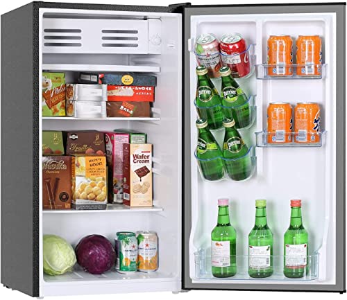 Frestec Small Refrigerator with Freezer, 3.1 cu ft Mini Fridge Retro Compact Refrigerator for Bedroom, Dorm, Office, Energy Star Ultra-Quiet Adjustable Temperature,(Sliver)