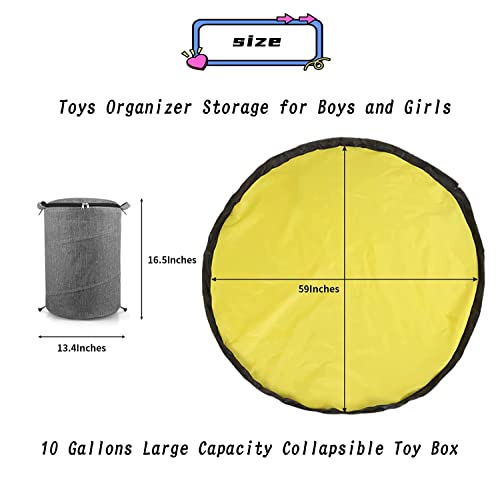 Gifmore Toy Storage Organizers and Play Mat for Kids, Toy Storage Bins for Building Bricks & Blocks, Foldable Canvas Toys Bag for Boys and Girls