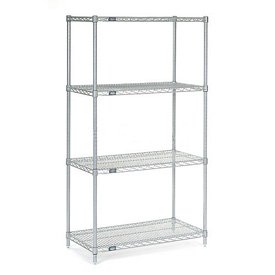 Nexel Adjustable Wire Shelving Unit, 4 Tier, NSF Listed Commercial Storage Rack, 24" x 30" x 74", Silver Epoxy