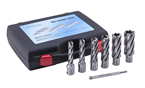 ACTOOL 6 PC 1/2" to 1-1/16" HSS ANNULAR Cutter Set 2" Cutting Depth with 3/4'' Weldon Shank