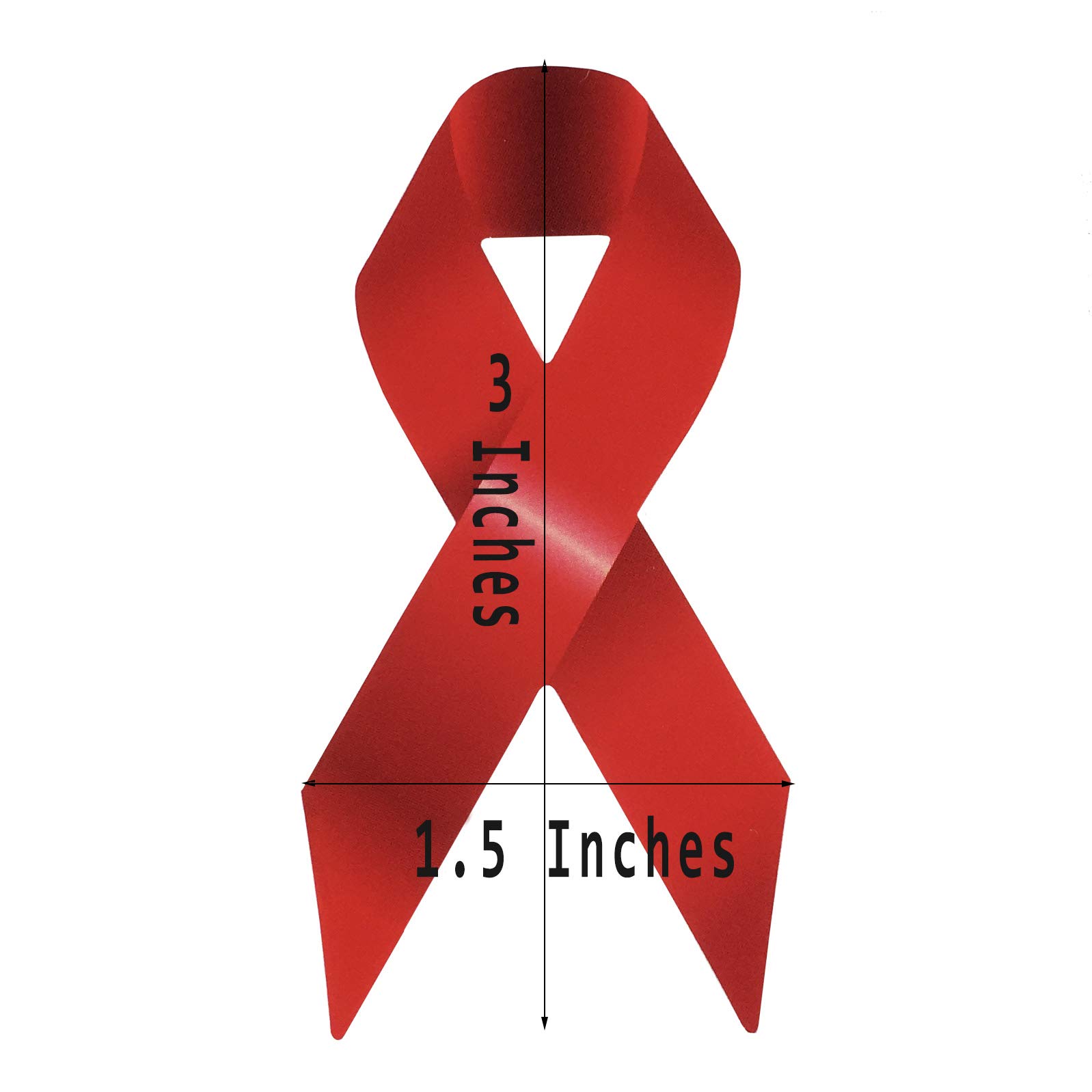 250 pcs Red Ribbon Stickers Envelopes Tag for Cards Awareness Week Adhesive Labels Roll, 3 x 1 1/2 Inches