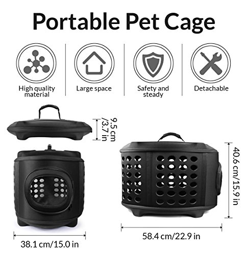 FRiEQ 23-Inch Large Hard Cover Pet Carrier - Pet Travel Kennel for Cats, Small Dogs & Rabbits