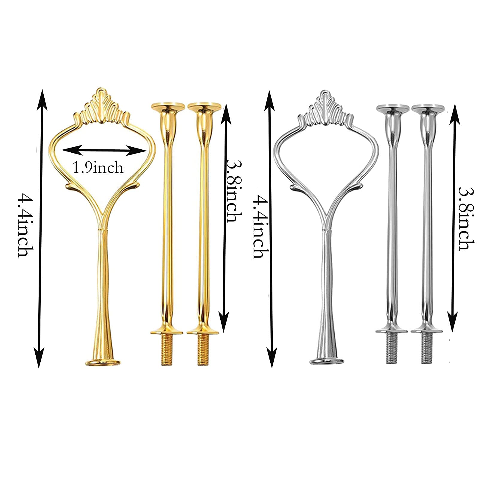 9 Set Cake Stand Hardware, Fittings for Cake Stand Mold Crown 3Tier Cake Stand Fittings Hardware Holder for Afternoon Tea Cake Dessert Fruit, Wedding and Party Tray Cupcake (Gold, Silver, Black)
