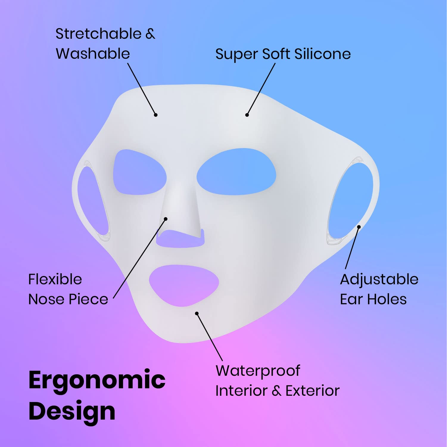 Lindo Silimask - Reusable Anti-Wrinkle Silicone Face Mask Holder for Sheet Masks, Moisturizing Facial Mask Cover, Prevent Evaporation, Beauty Face Tool, Travel Pouch Included, 2 Pack