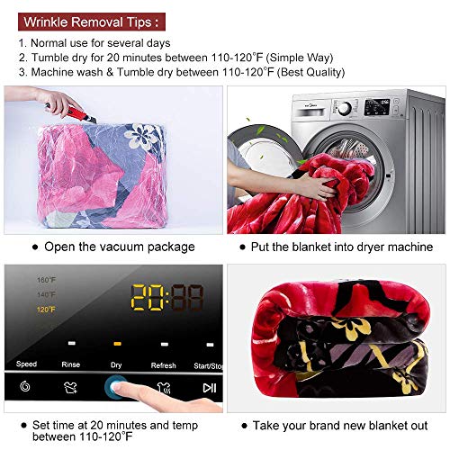 JYK Soft Blanket Heavy Korean Mink Blanket, 5 LB Fleece Blanket - 2 Ply Reversible 520GSM Silky Soft Plush Warm Blanket for Autumn Winter (Queen, Peony/Peony)