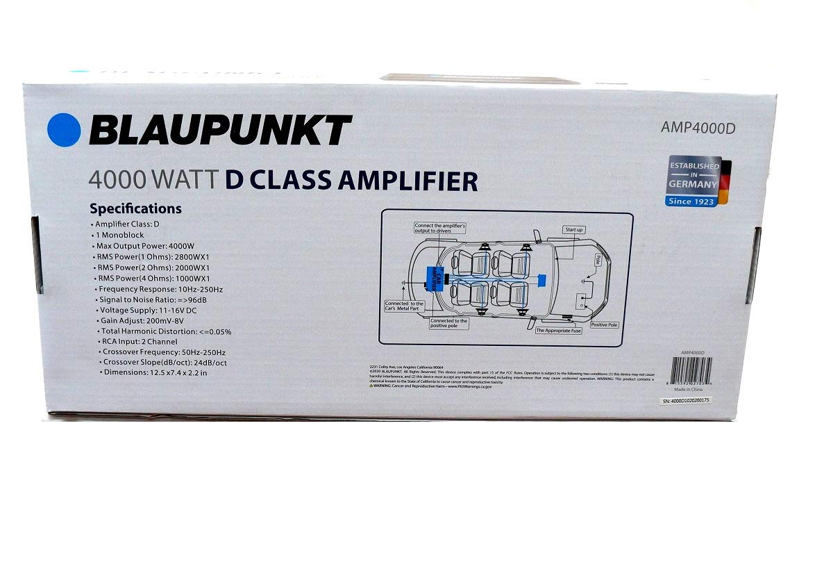 Blaupunkt AMP4000D AMP4000D 4,000-Watt-Max Monoblock Class D Amp with Bass Remote