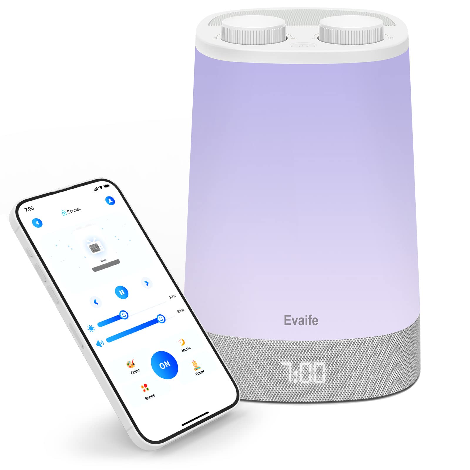 Baby Sleep Sound Machine Maker Okay to Wake White Noise Hushh Soother Trainer, Night Light Speaker with Alarm Clock, App Control, Timer Nursery Toddler Registry Kid Adult Bedroom Decor Home Essential