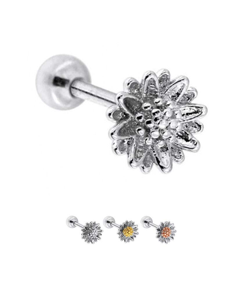 316L Surgical Steel Ear Cartilage Helix Tragus Stud Ring Flower Jewelry 16G