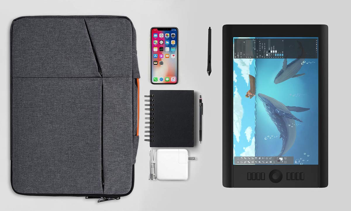 Waterproof Drawing Tablet Sleeve Case Compatible with Huion KAMVAS Pro 16, Wacom Cintiq Pro 16/ Cintiq 16/Intuos Pro Large PTH860, Space Grey