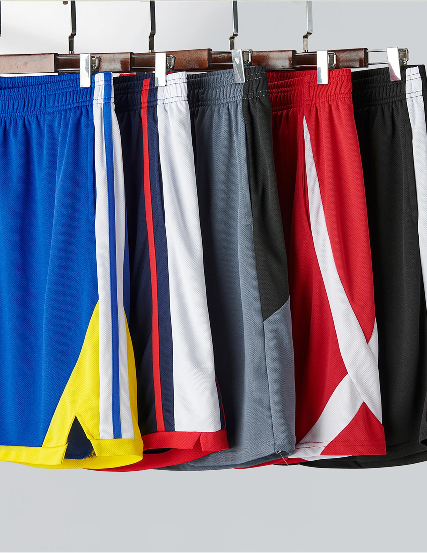5 Pack Men's Quick Dry Athletic Shorts with Pockets Elastic Waist Activewear for Workout Gym Basketball (Set 3, XX- Large)