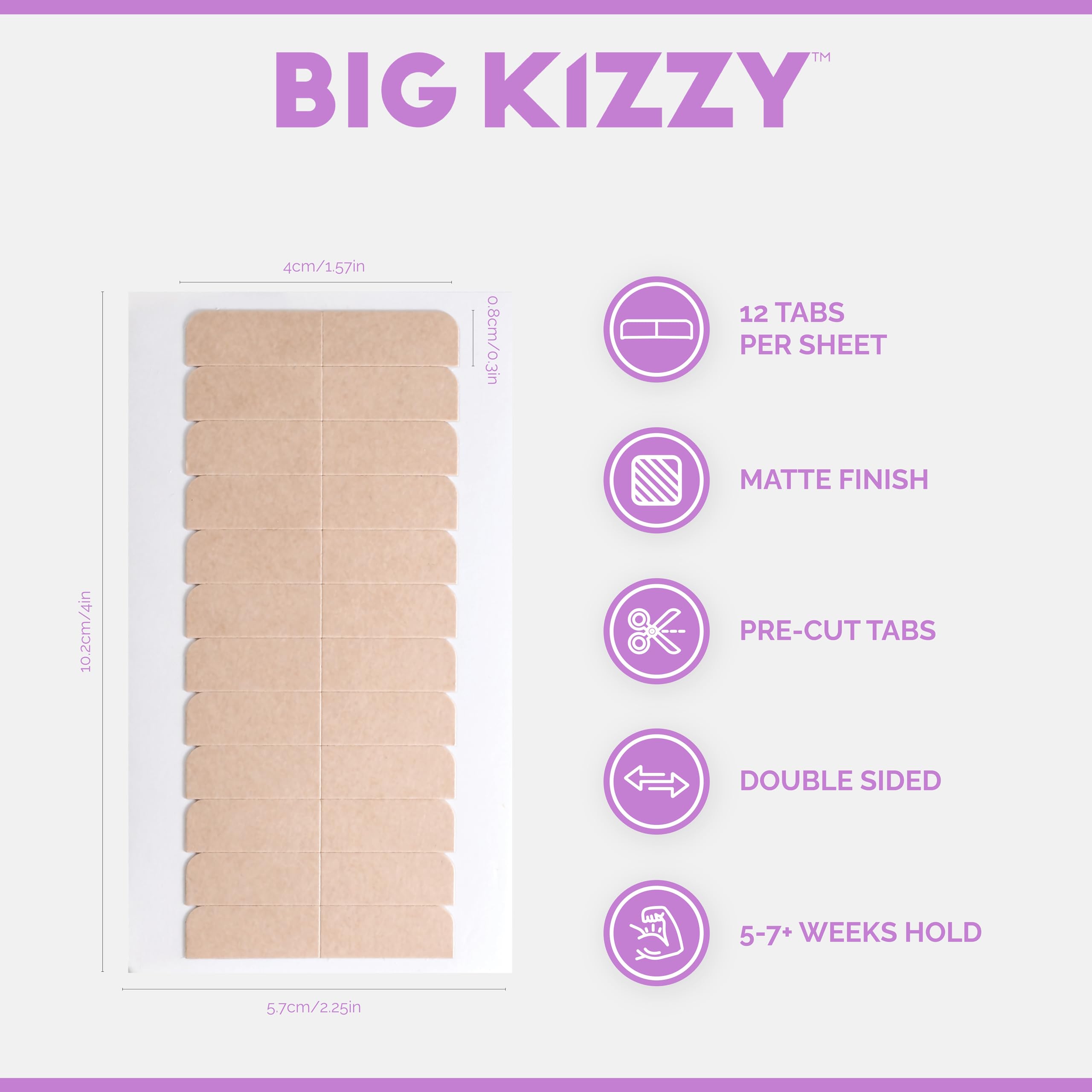 Big Kizzy Hair Extensions Tape - Regular Hold - Fits Most Tape in Hair Extensions, 4cm x .8cm Tape for Extensions, Professional Double Sided Extension Tape