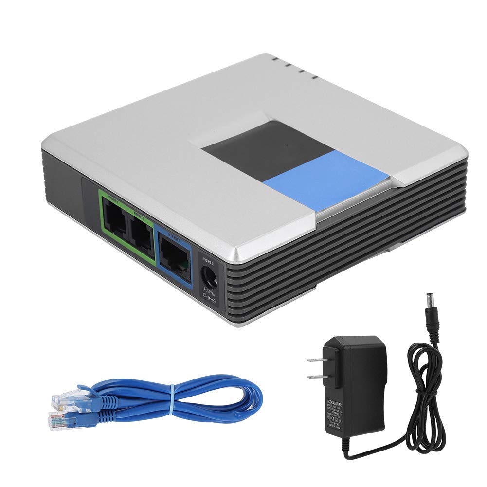 Eboxer VOIP Gateway 2 Ports SIP V2 Protocol Internet Phone Adapter with Network Cable for PAP2T (US Plug)