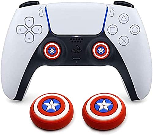 2Pcs Analog Thumb Grip Stick Grip, Dualsense Wireless Controllers Game Remote Joystick Cap, Fantastic Non-Slip Silicone Handle Protection Cover for PS5/PS4/Xbox one/360/NS PRO (Captain America)