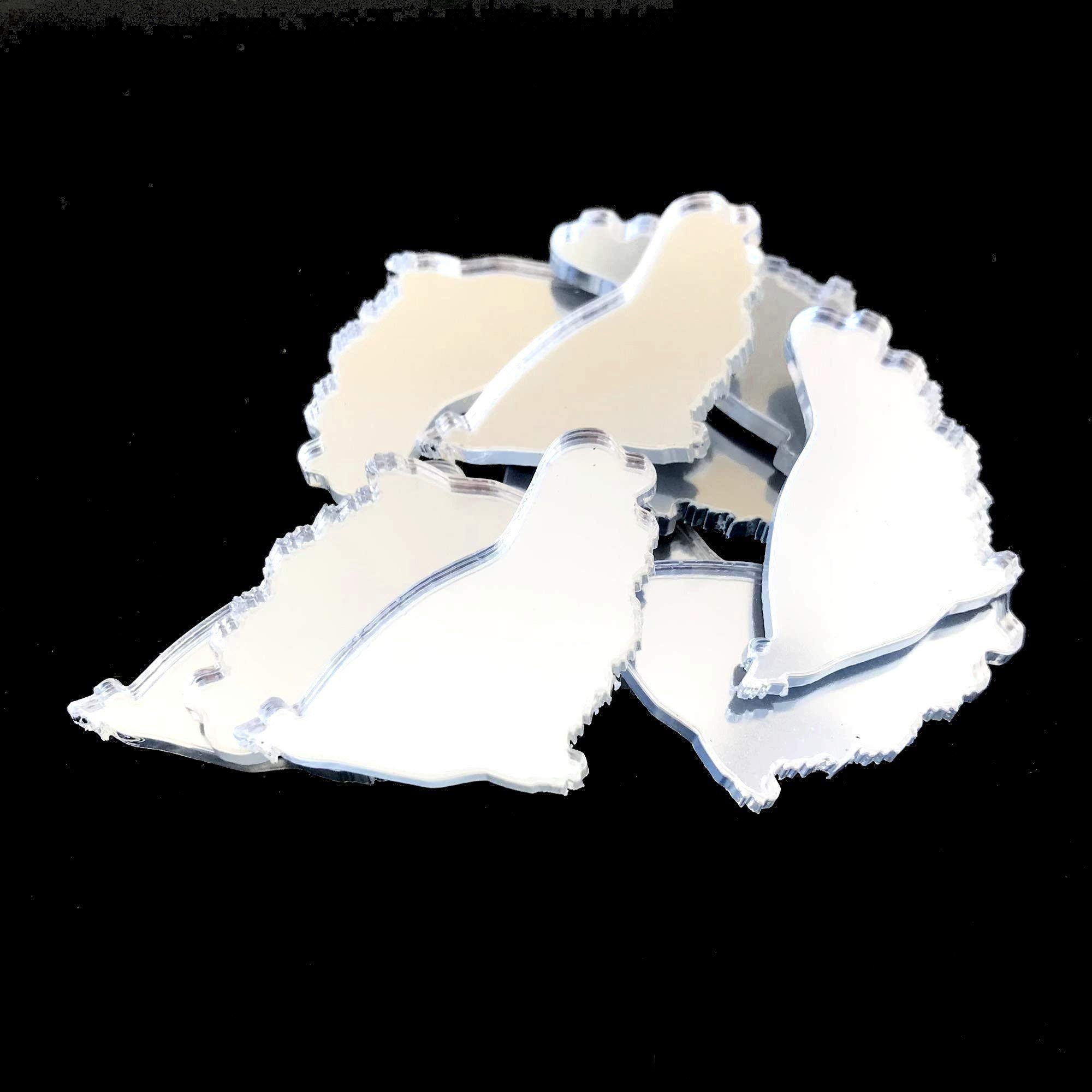 Super Cool Creations King Charles Dog Sitting Shaped Crafting Mirrors, Set of 10, Many Colours, Shatterproof Acrylic, Red, Pack of 10 x 6cm