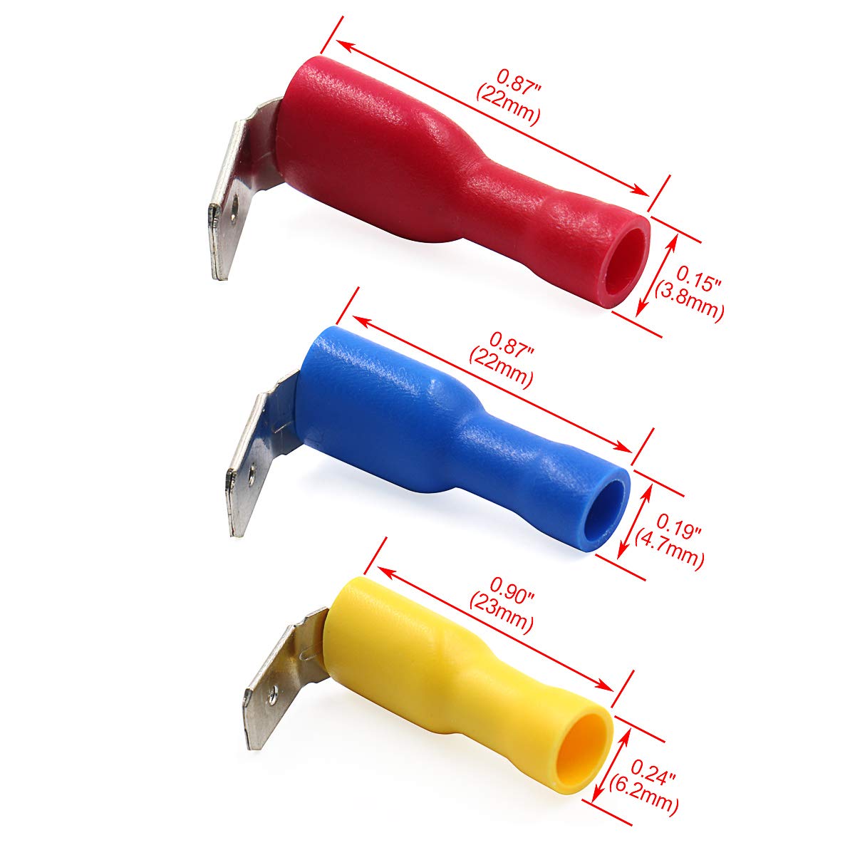 Baomain 1/4" Piggyback Spade Crimp Terminal Connector 0.5-6.0mm² 22-10 AWG Pack of 100