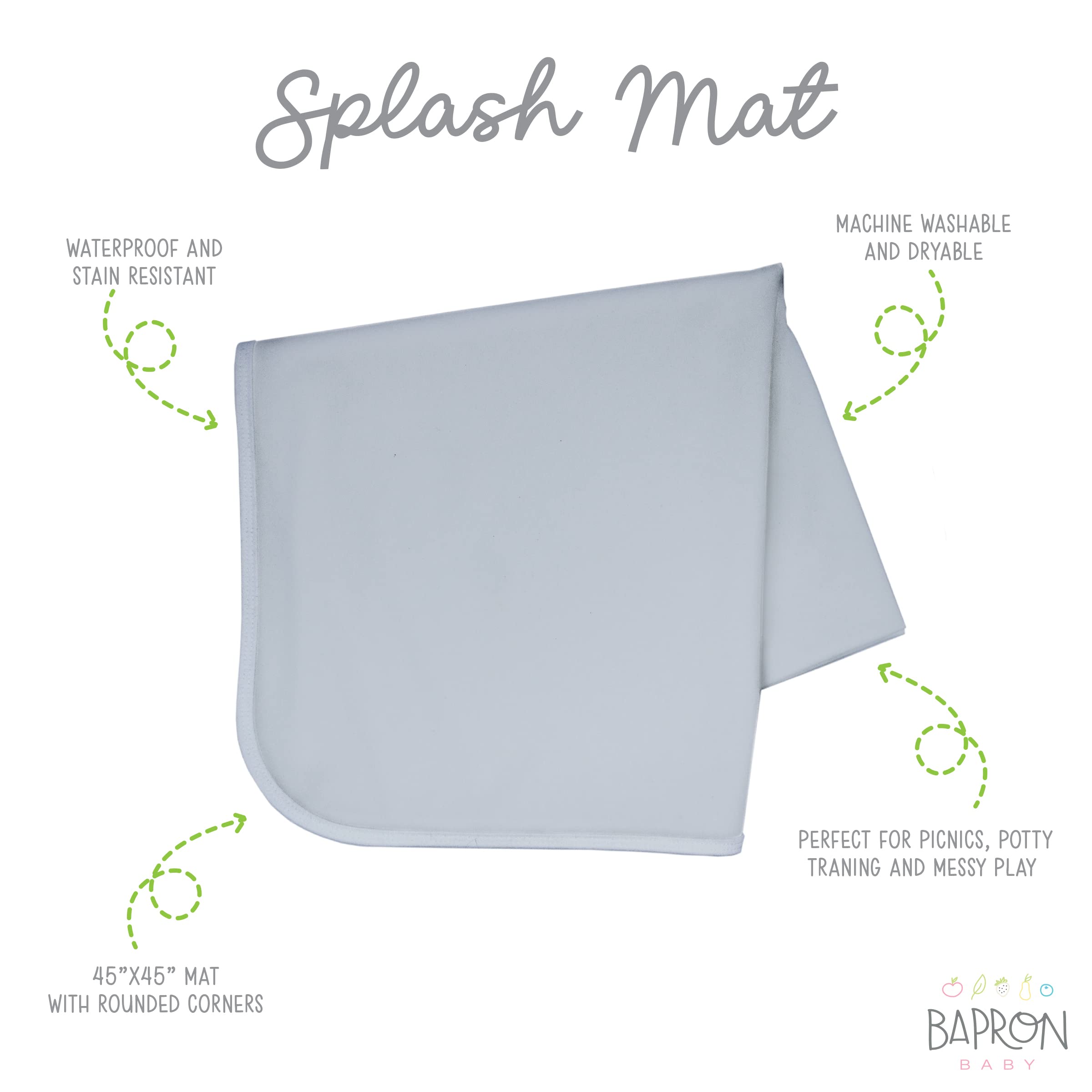 BapronBaby Minimalist Light Grey Splash Mat - Waterproof Catch-All for Under High Chairs, Floors, Tables, Playtime or Arts & Crafts - Machine Washable - 45" x 45”