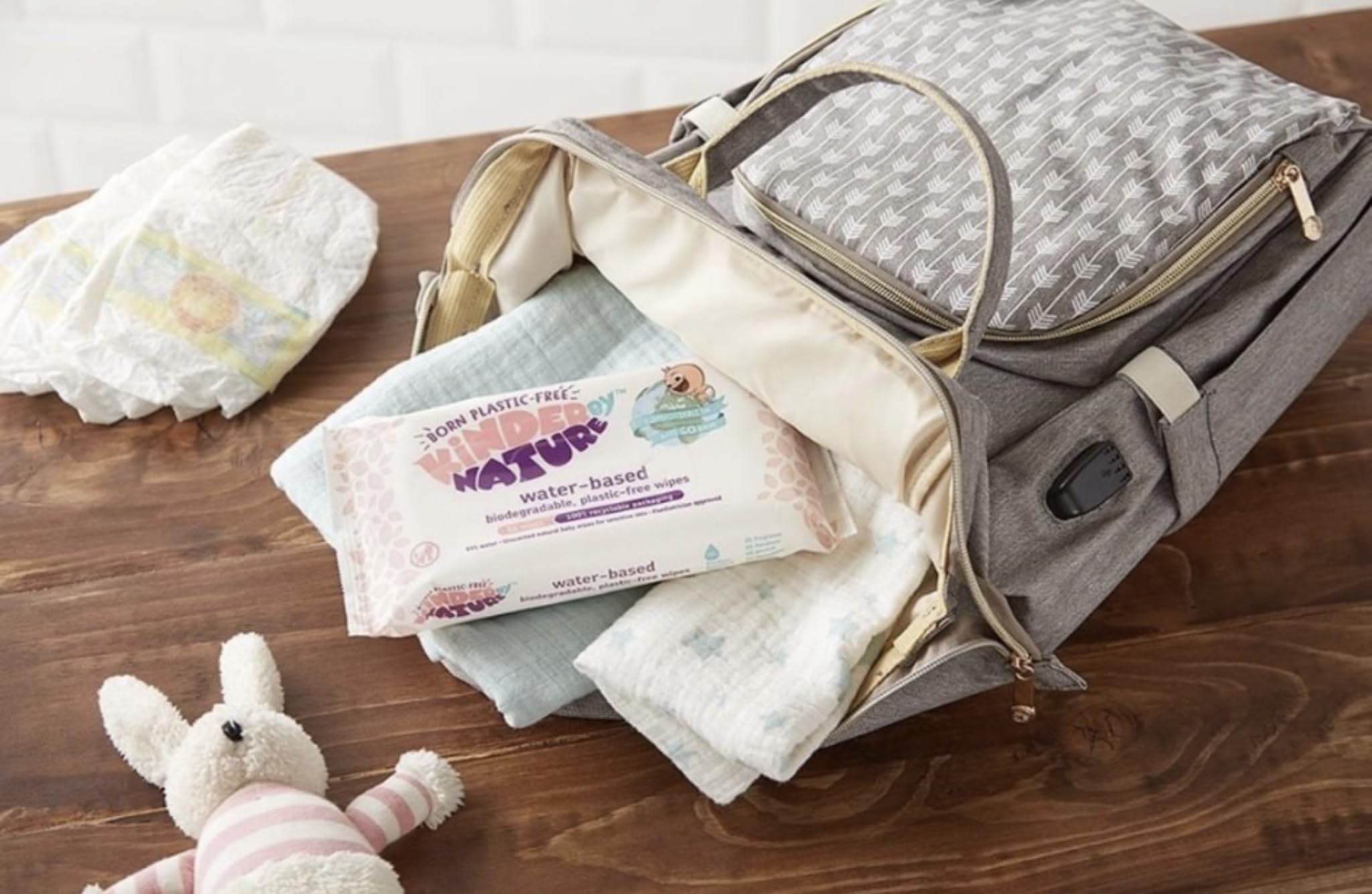 Kinder by Nature Water-Based Baby Wipes - 100% Biodegradable & Compostable, 224 Count (4 Packs of 56) - 99% Water, Plastic-Free Wipes
