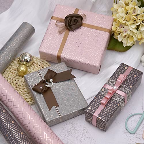 Blavermant Wrapping paper rolls, Gift Wrapping Paper Mini Roll - 17" X 10 ft Per roll, 3 Different Geometric Design for Families Friends Kids in Birthday Wedding Baby Shower Congrats Party