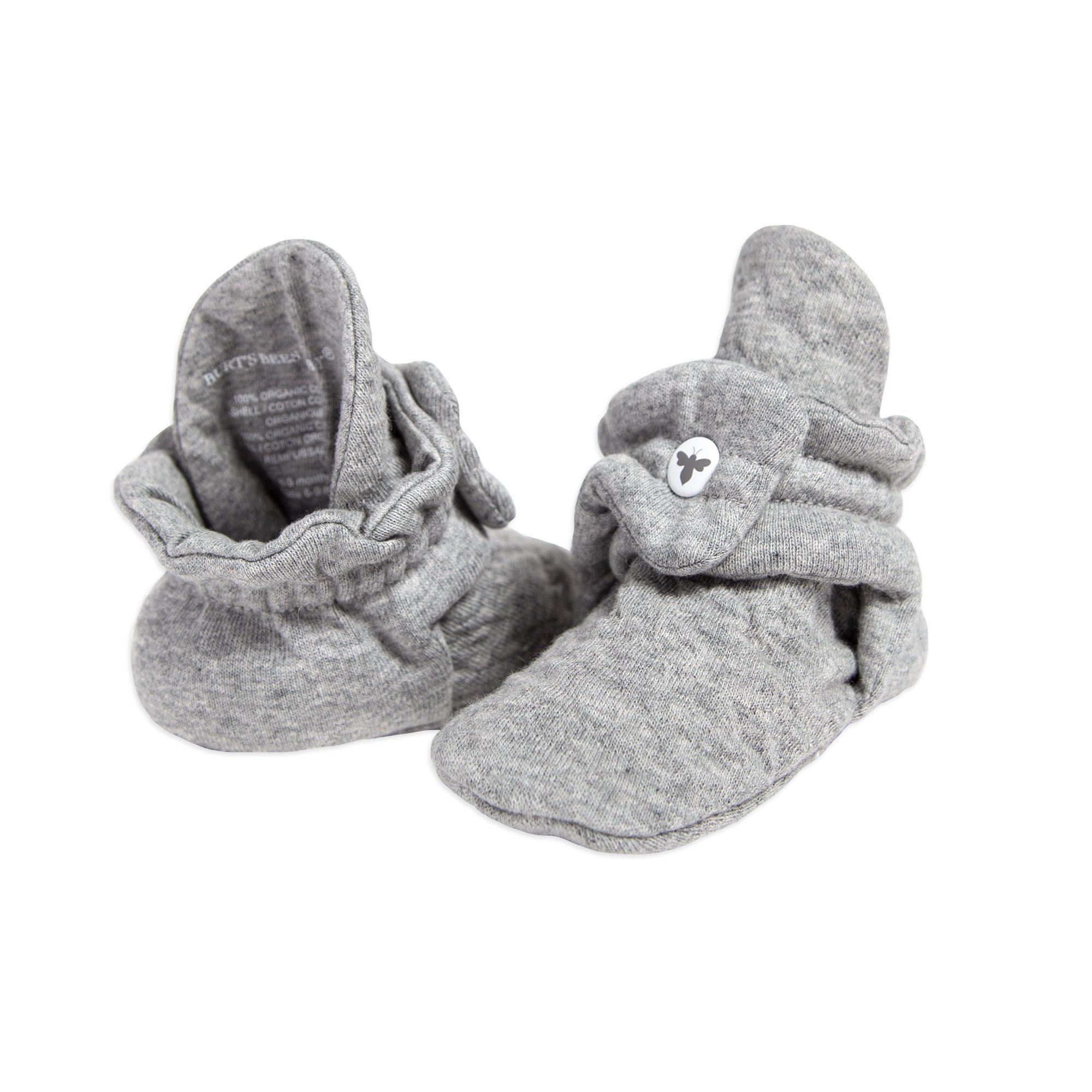Burt's Bees Baby Baby Gender Neutral Color for Ages 0 to 9 Months Old Slipper Sock, Heather Grey Stripe, 6 Unisex Infant