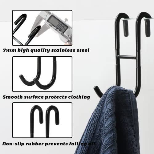 Ansxiy 2 Pack Shower Door Hooks, Shower Squeegee Hooks, Stainless Steel Towel Hooks for Bathroom Frameless Glass Shower Door, Black