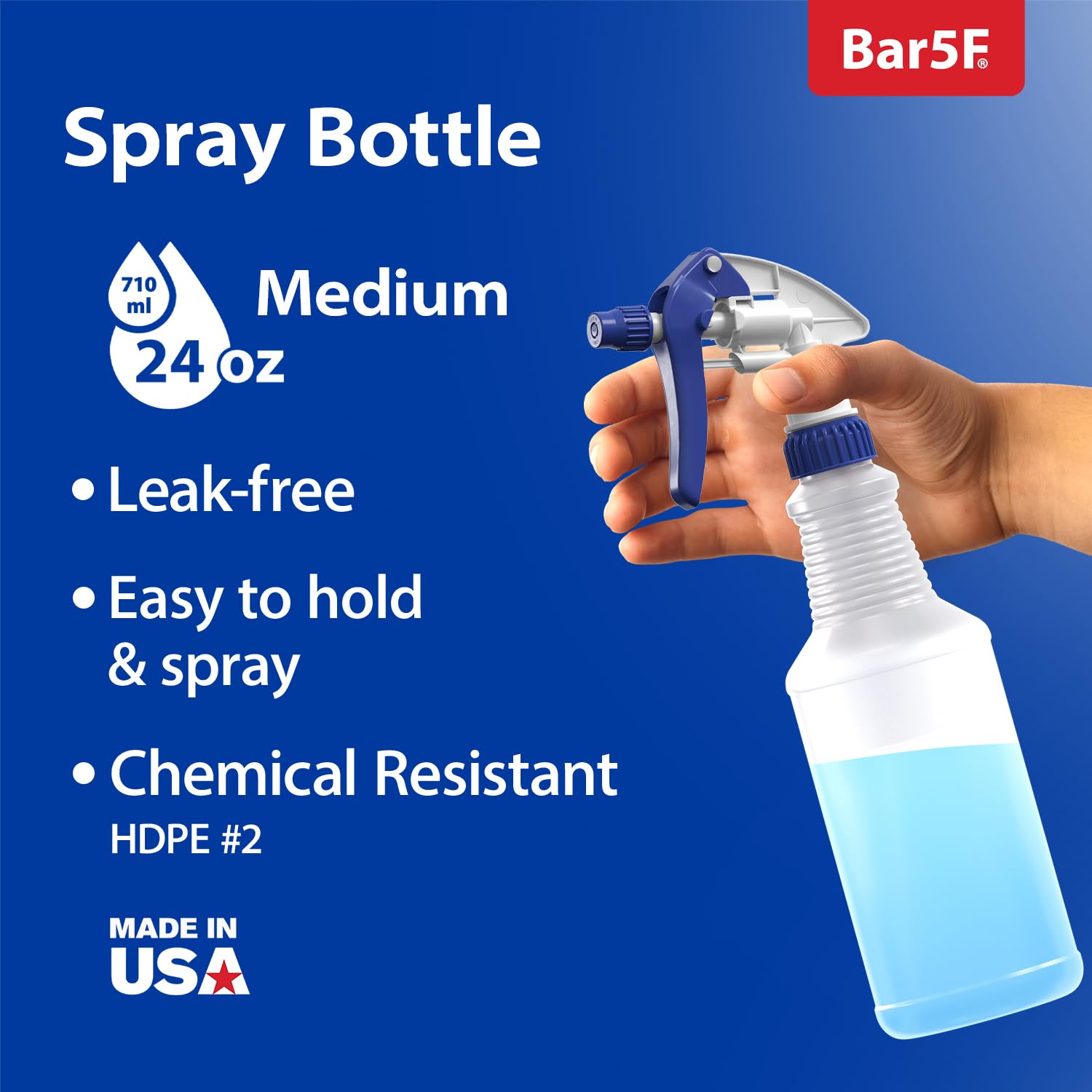 Bar5F Professional Sprayer 24-Ounce - 20 Foot Spray, Bleach Resistant, Adjustable Nozzle, All-Purpose, 3-Pack